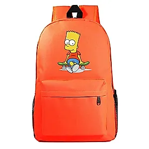 SAZAO Teen The Simpsons Bookbag Lightweight School Backpack Travel Laptop Backpack Durable High School Daypack for Boys, Orange, One Size