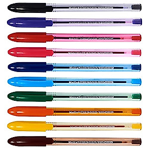 Helix Oxford Tri-Grip Ballpoint Pens (x10 Pack Assorted Colours) with Plastic Free Packaging