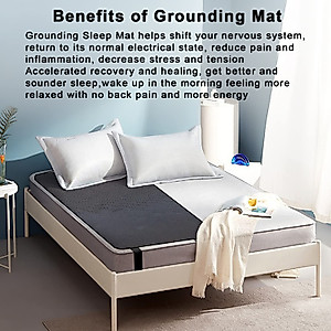 Grounding Mat, Grounding Sleep Mat Grounding Mat for Bed, 100% Conductive Carbon Leatherette Therapy mat with Cord, Grounding Sleep Mat for Earth Relieve Pain (27-71 inch)