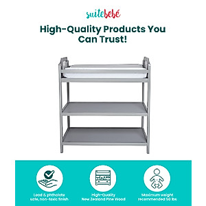 Suite Bebe Celeste Changing Table Safety Rail Included, Light Grey