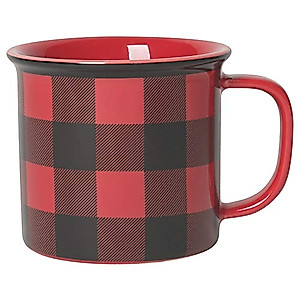 Now Designs Red Buffalo Check Heritage Stoneware Mug 12 oz, Set of 2