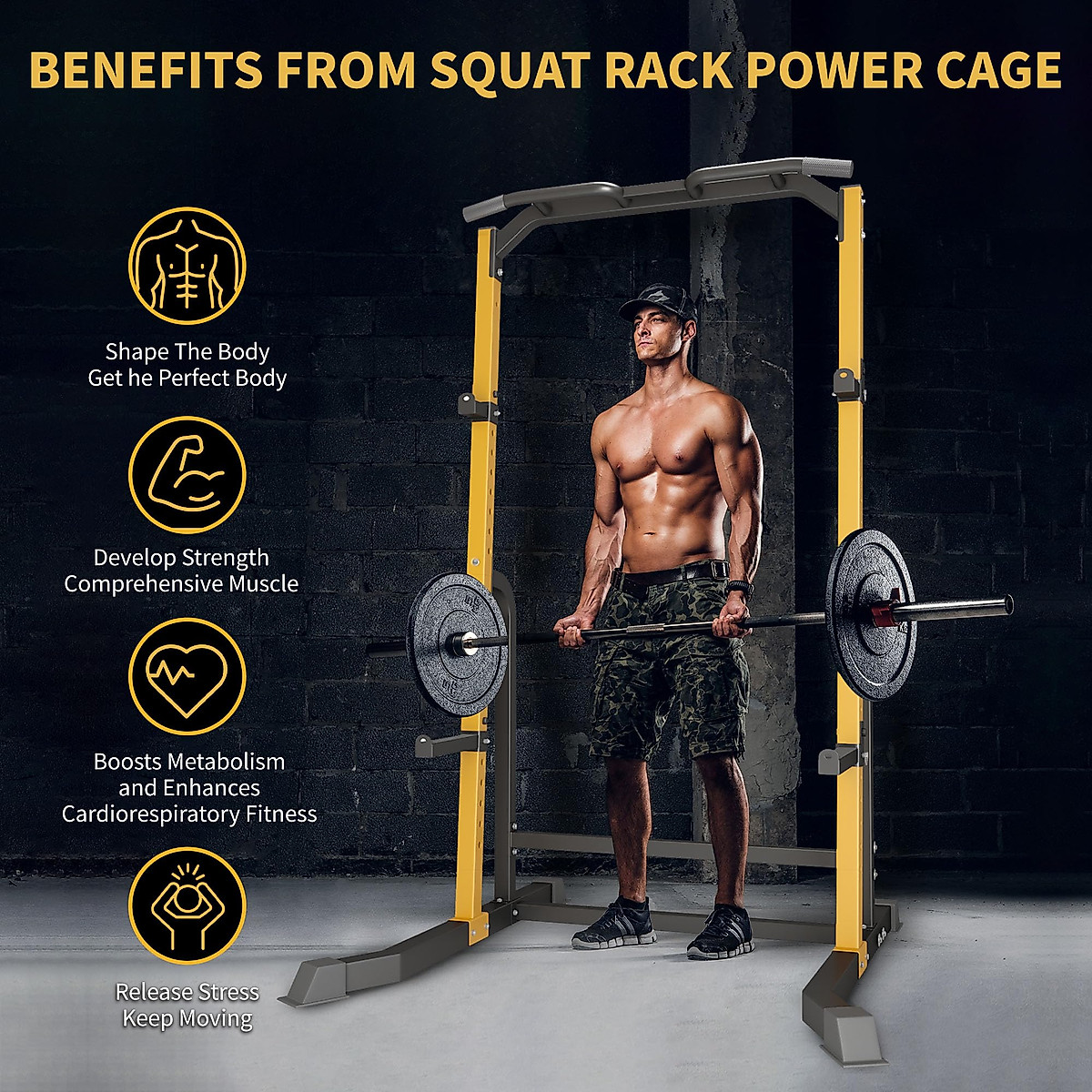 ZENOVA Squat Rack Power Rack Home Gym Equipment Pull Up Rack Squat Stand for Weightlifting, 800LBS Weight Capacity