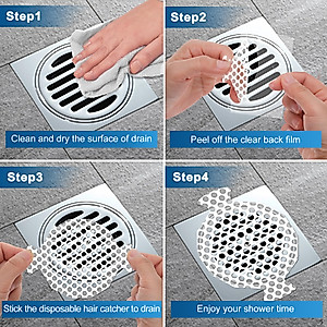 INVIHUG,25 Pack, Disposable Shower Drain Hair Catcher Mesh Stickers,Disposable Hair Drain Catcher. (White)