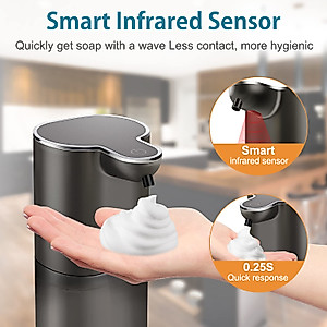 Cheftick Soap Dispenser, Automatic Foaming Soap Dispenser with 4 Adjustable Volume Control, Touchless Rechargeable Hands Free Auto Soap Dispenser for Kitchen, Bathroom, Hotel, Restaurant,13.5oz/ 400ml