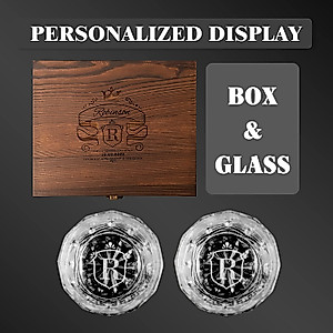 JEKOSEN Personalized Whiskey Glasses Gift Set for Man 2 Pack With Stainless Steel Cubes Best Gifts for Men Dad Husband Boyfriend Birthday Present