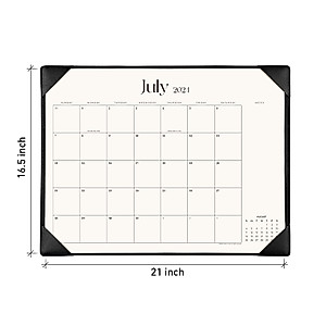 Simplified Desk Calendar 2024-2025 with Desktop Mat, Cabbrix Large Desk Pad Calendar 21 x 16.5 Inch Runs From Now to Jun 2025, Desk Blotter Calendar 2024-2025 for Home School and Office (Black)
