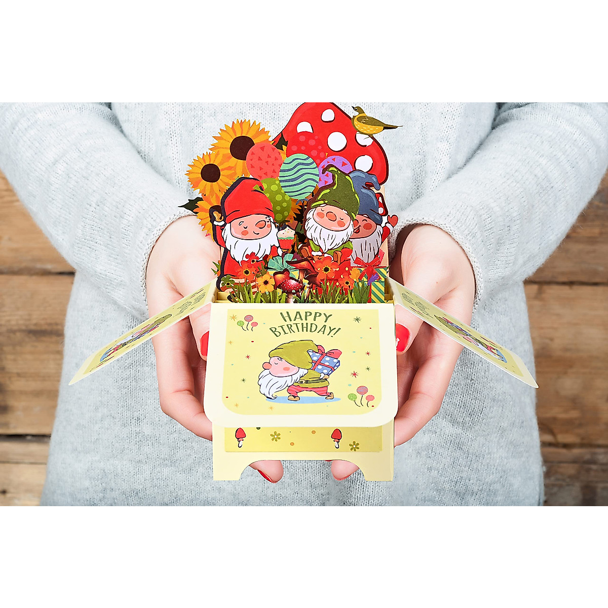 Giiffu 3D Pop up Birthday Cards, Happy Birthday Pop Up Card, Happy Birthday Card for Kids, Birthday Cards for Him or Her, Birthday Gift Greeting Cards with Envelope and Note Card(Gnome)