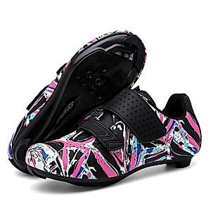 Ksloutdoor Peloton Unisex Cycling Shoes Women Bike Outdoor Sports Shoes Road Bike Cycling Shoes for Men SPD Indoor Peloton Bike Shoes Compatible SPD Cleats Riding Shoe Black Size 6/8