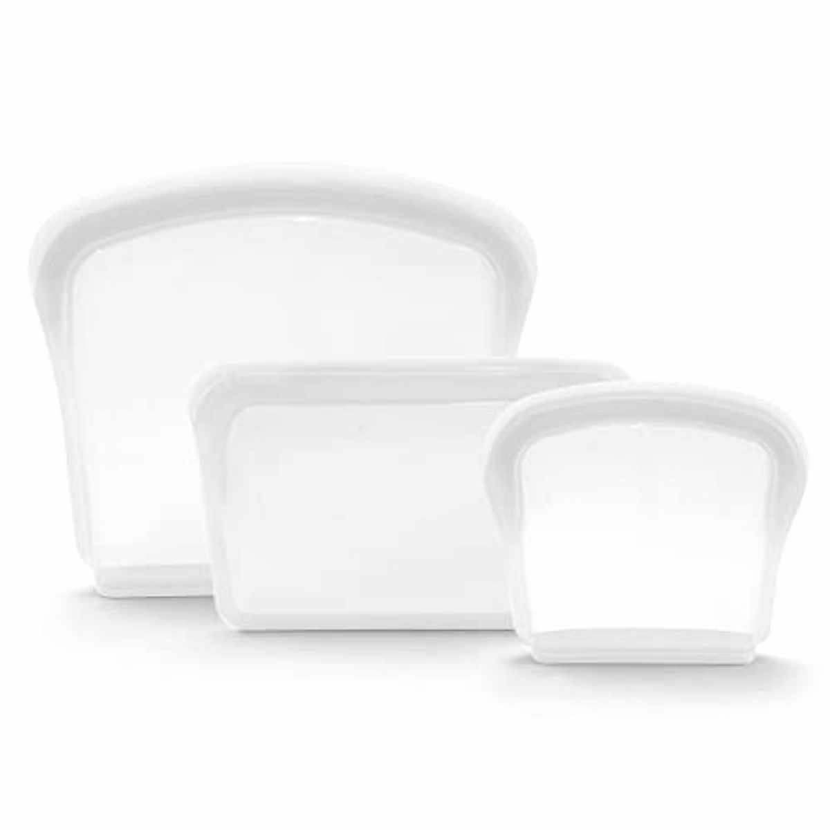 KVK Platinum Silicone Food Storage Bags - Flat Reusable Pocket Snack Sandwich Bag - Meal Prep Container Freezer Oven Dishwasher Safe - Double Lock Seal Leakproof - Clear