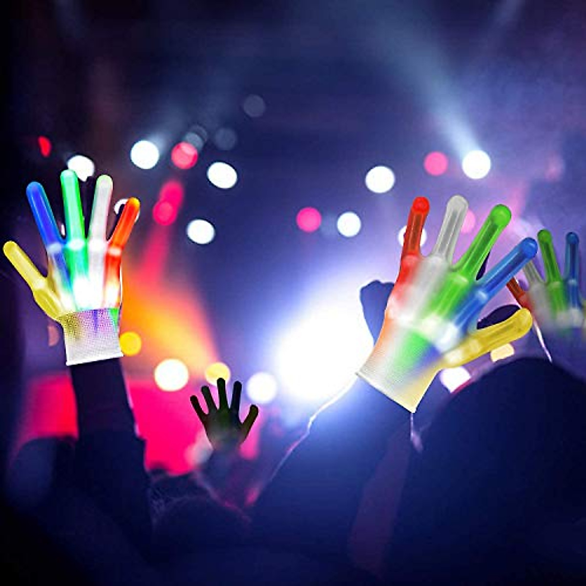 WEICHUANGXIN LED Gloves, Light Up Gloves 6 Modes Colorful Flashing Gloves Halloween Christmas Toy Gifts for Adults…