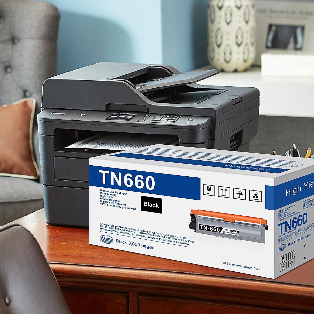 TN660 High-Yield Black Toner Cartridge, TN660 4PK, Replacement for Brother TN-660 TN-630 Toner for HL-L2300D HL-L2380DW HL-L2320D DCP-L2540DW HL-L2340DW HL-L2360DW MFC-L2720DW Printer…