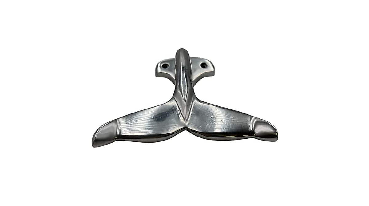 Whale Tail Decorative Wall Hook - 8 Inches Aluminum