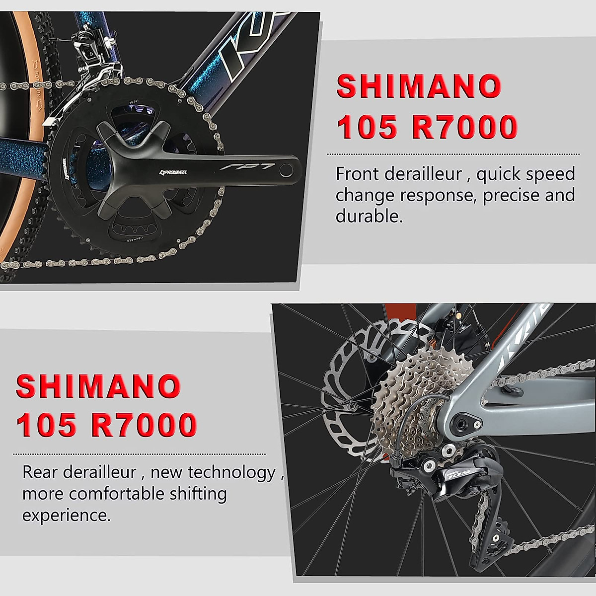 KABON Full Carbon Road Bike, 700C Carbon Fiber Frame Road Bike with Shimano 105 22 Speed Disc Brake Racing Bicycle with Carbon Wheelset (58cm, Red)