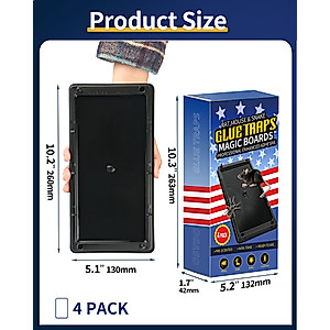 OSVDO Rat Trap, Large Chipmunk Traps, Mouse Glue Traps for Indoor, Super Strong Adhesive Mouse Boards for Mouse Rat Chipmunk, Easy Set Up and Clean - 4 Pack Black Boards