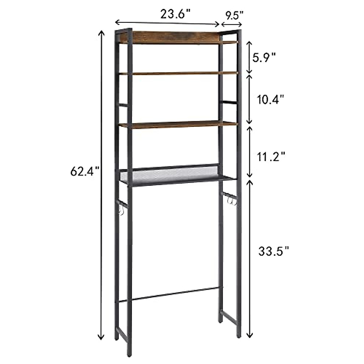 Kavonty Over The Toilet Storage Rack, 4-Tier Bathroom Space Saver with Adjustable Shelves,Freestanding Bathroom Organizer, Bathroom Organizer for Bathroom, Bathroom Toilet Rack,Rustic Brown