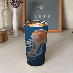 Insulated Coffee Mug Cute Jellyfish 17oz Double Wall Vacuum Stainless Steel Tumbler With Leak-Proof Lid And Handle, Cute Travel Thermos Mug For Cold Hot Drinks