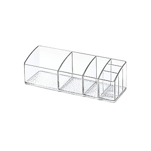 iDesign Divided Bathroom Vanity Organizer for Bathroom, Kitchen, Bedroom, Office, 9" x 3" x 2", Clear