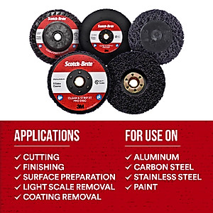 3M Scotch-Brite Clean and Strip XT Pro Disc, XO-DC, SiC Extra Coarse, T27, 4-1/2 in x 7/8 in, Pack of 10, Silicon Carbide Cuts Aggressively and Leaves a Fine Finish, Resists Loading, Purple