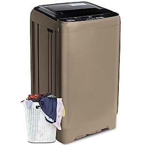 Anukis Fully Automatic Portable Washing Machine, 13 lbs Capacity Compact Laundry Washer with Drain Pump 10 Wash Program & 8 Water Levels for Apartment, Dorm, RV, Gold