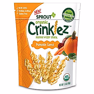 Sprout Organic Baby Food, Stage 4 Toddler Veggie Snacks, Pumpkin Carrot Crinklez, 1.5 Oz Bag (1 Count)