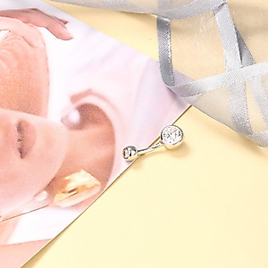 Sllaiss Belly Button Rings For Women 925 Sterling Silver 14G Bar 8mm CZ Round Ball Navel Barbell Stud Body Piercing Jewelry