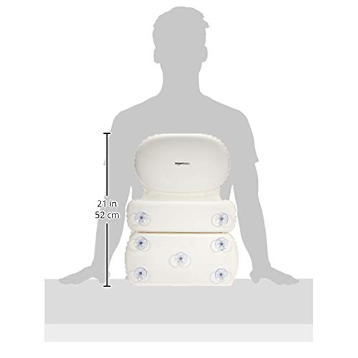 Amazon Basics Bath Tub Neck Pillow with Suction Cups, Waterproof, 3-Panel, Off-white