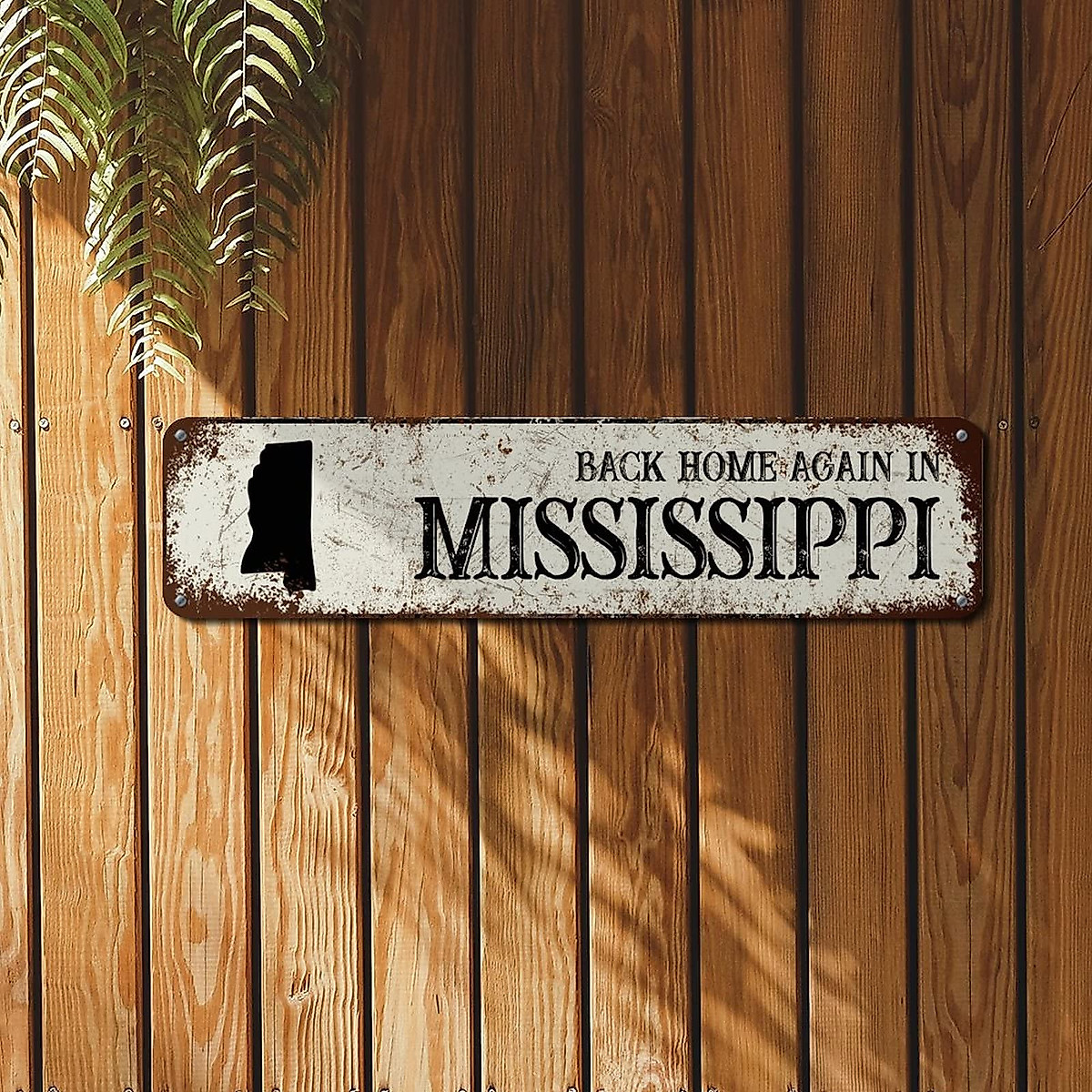 Bomehhjuli Back Home Again in Mississippi Tin Sign Mississippi State Metal Tin Sign Us State Aluminum Sign State Love Retro Chic Plaque Sign Decor for Country Home Kitchen Restaurant 24x6in