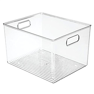 mDesign Plastic Storage Organizer Container Bin, Household Organization for Cabinet, Counter, Drawer, Cubby, and Cupboard, Holds Clothing, Linens, Toys, and Essentials, Ligne Collection, Clear