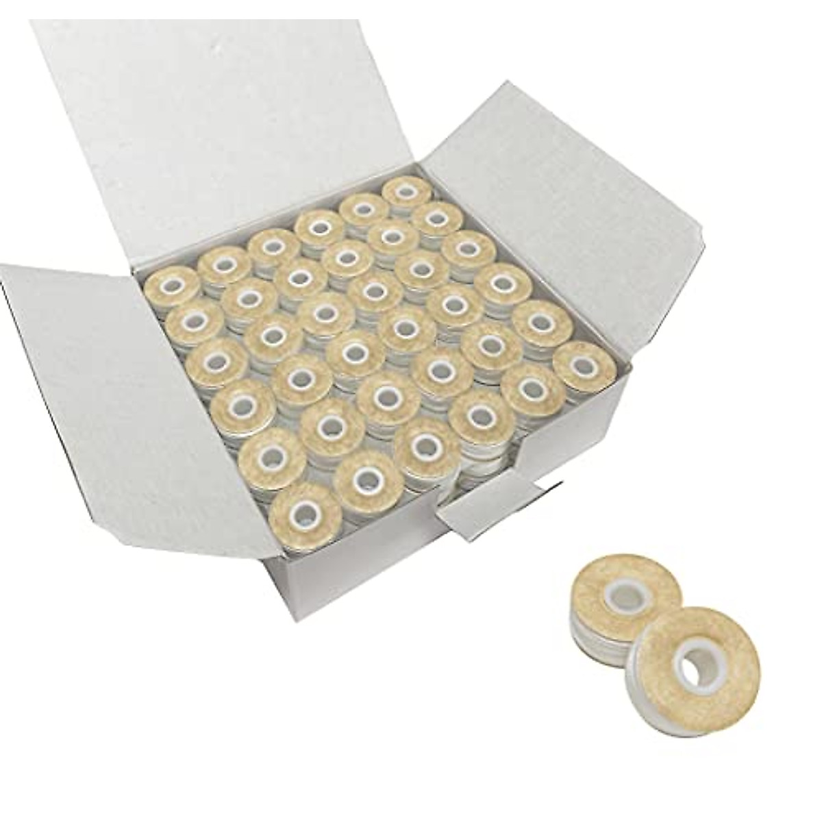 HimaPro 144 White Prewound Bobbins for Embroidery Machines Size L (SA155) Cardboard Sided Good for Brother, Babylock, Janome, Bernina, Husqvarna, Pfaff Embroidery Machines Etc (White) - 60 Weight