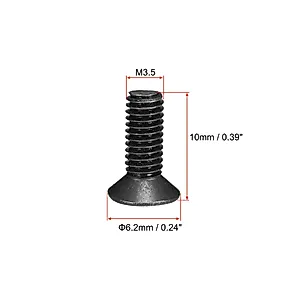 uxcell M3.5 x 10mm Phillips Screw Fastener Black for Laptop PC TV Fan Switch 200pcs