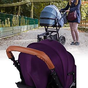 Stroller PU Leather Handle Sleeve Cover with Zipper Removable Baby Stroller Armrest Cover Stroller Accessories(Brown)