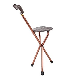 Seat Walking Stick, Metal Walking Stick Chair Portable Folding, Seat Stool Travel Cane Chair for Elderly, Fishing Garden Camping Event Stool