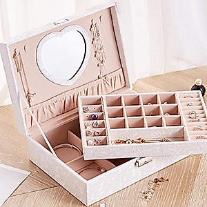 ZZYINH AN207 Leather Jewelry Box Double-Layer Frame Princess Jewelry Storage Box Earrings Necklace Cosmetic Box Small Jewelry (Color : White)