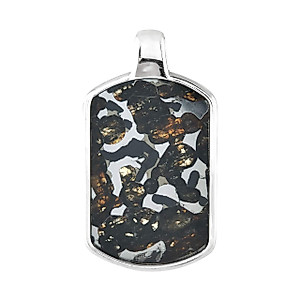 Starborn Sericho Pallasite Meteorite Dog Tag Pendant Sterling Silver