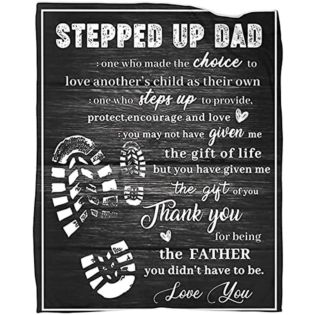 HAXOILO Stepped Up Dad Gifts Blanket to My Bonus Dad Father Daddy Throws Gifts for Fathers Day Birthday 80x60 in