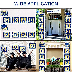 2023 Graduation Banner Blue Graduation Party Decoration Porch Sign Grad Party Supplies, Class of 2023 Congrats Grad for College, High School (Blue and Gold)