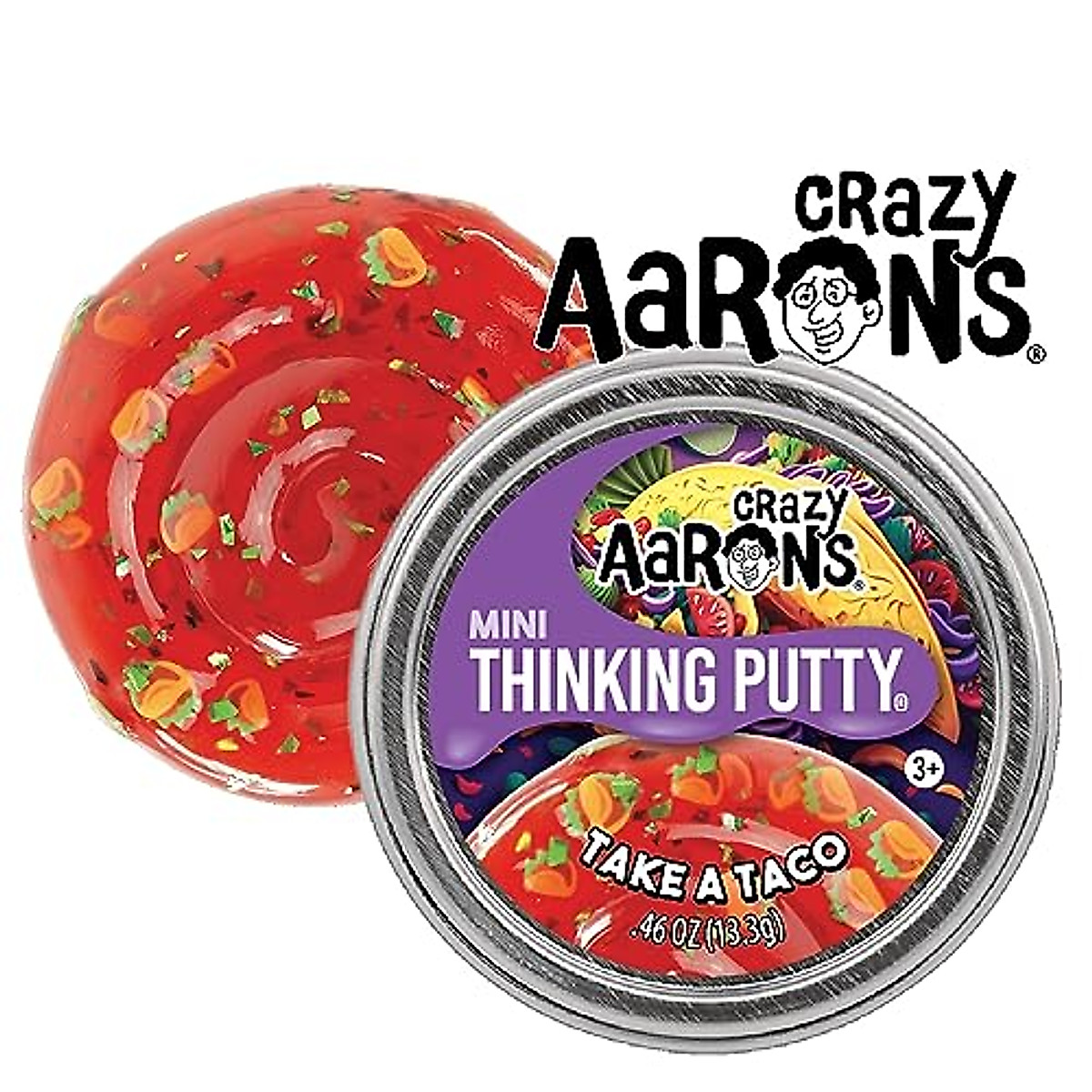Crazy Aaron's Putty Mini Tins Bounce Bot, Skate Away & Take-A-Taco Gift Set Bundle - 3 Pack (13.3g each)