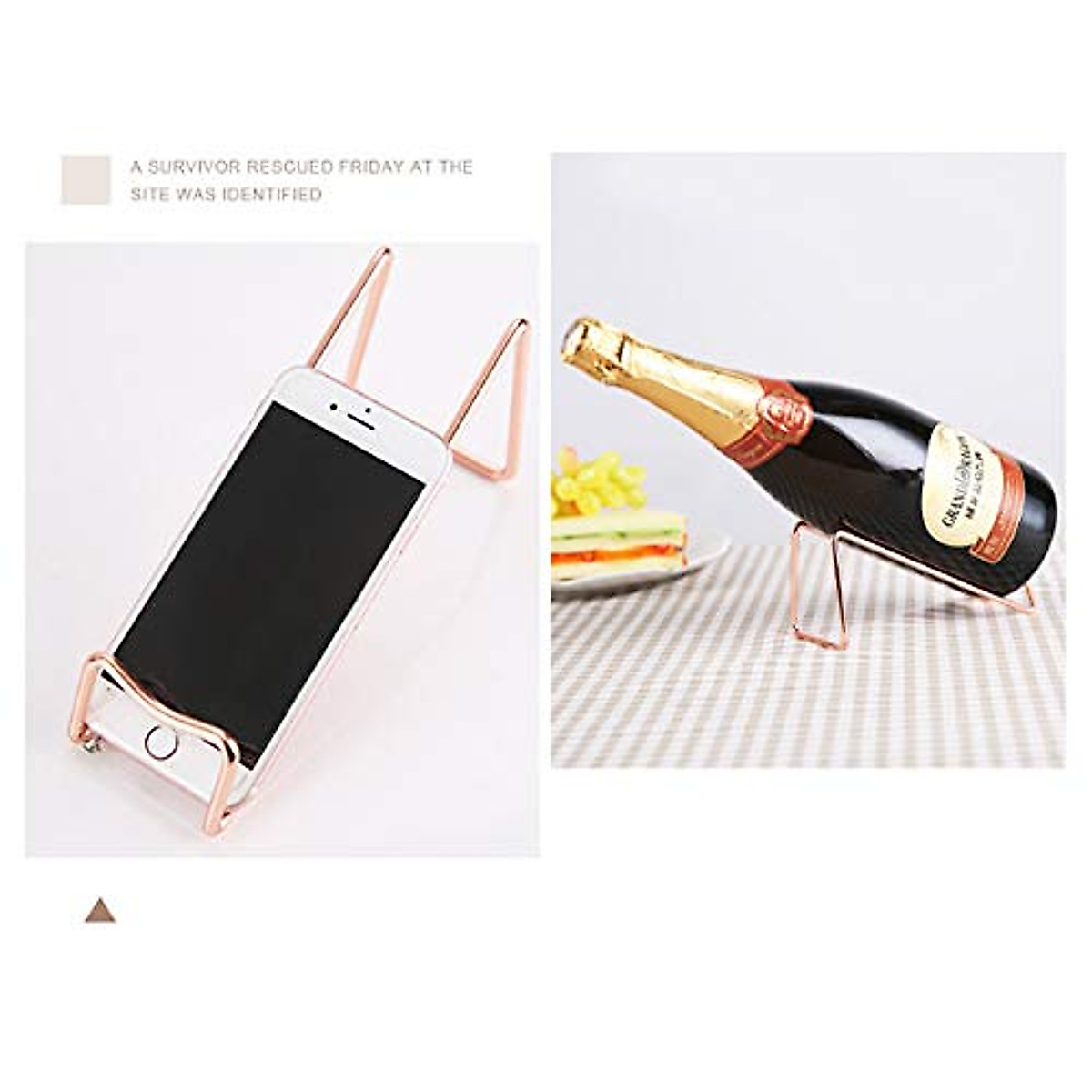 CdyBox Creative Metal Red Wine Rack Single Wine Bottle Holder Rack Display for Home Living Room Wine Rack (Rose-Gold)