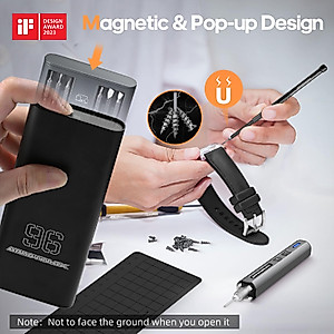 AM ARROWMAX Electric Screwdriver, 102 in 1 Precision Screwdriver Set w/ 96 Magnetic Bits, Red Dot, IF Winning Design, Rechargeable Mini Cordless Screwdriver for Phone, Laptop, Watch, RC (Space Grey)
