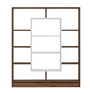HOMIDEA Venus Bookcase - Room Divider - Free Standing Shelving Unit for Living Room or Office in a Modern Design (Walnut/White)