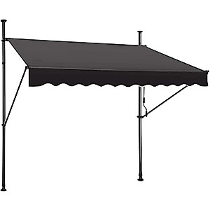 STEELAID Manual Retractable Awning – 118” Non-Screw Outdoor Sun Shade – Adjustable Pergola Shade Cover with UV Protection – 100% Polyester Made Outdoor Canopy – Ideal for Any Window or Door