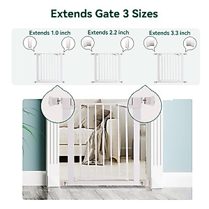 Babelio Baby Gate Extender Wall Protector, Extends 1-3.3 inches Pet & Dog Safety Gates, 4 Pack Pressure Mounted Gates Extension Kit, Work on Doorways, Stairs and Hallways (White)