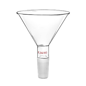 QWORK Glass Jointed Short Stem Powder Funnel Filter Funnel with 100mm Top O.D and 24/40 Inner Joint for lab