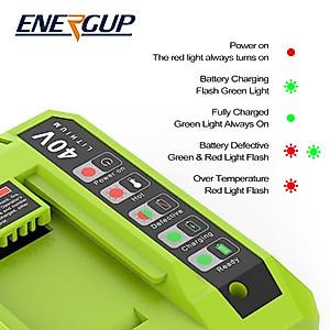 Energup 40Volt 6500mAh Replacement Ryobi 40V Battery + Charger Kit for Ryobi 40V Lithium Battery OP4026 OP40601 OP4050A OP4040 OP4030 OP4050 with OP401 Ryobi 40V Charger