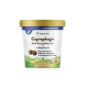 NaturVet – Coprophagia Stool Eating Deterrent Plus Breath Aid – Deters Dogs from Consuming Stool – Enhanced with Breath Freshener, Enzymes & Probiotics – 70 Soft Chews