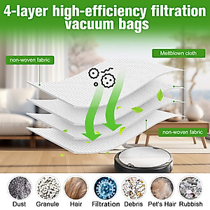 XREY 12 pack Replacement Vacuum Bags Compatible with irobot Roomba i3, i3+,i7, i7+, j7, j7+,i7plus, i4, i4+,i6, i6+, i8, i8+,s9, s9+, s9plus,I & S & J Series Automatic Dirt Disposal Bag…
