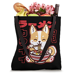 Kawaii Corgi Eating Ramen Cute Corgi and Ramen Lovers Tote Bag