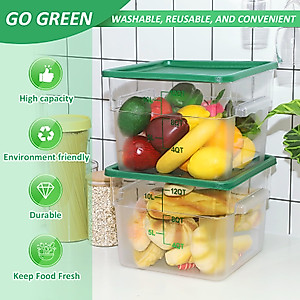 Yungyan 6 Pack 12qt Commercial Food Storage Containers with Lids Square Acrylic Airtight Food Container Clear Cereal Storage Container with Graduation and Handle for Pantry Kitchen Restaurant Freezer