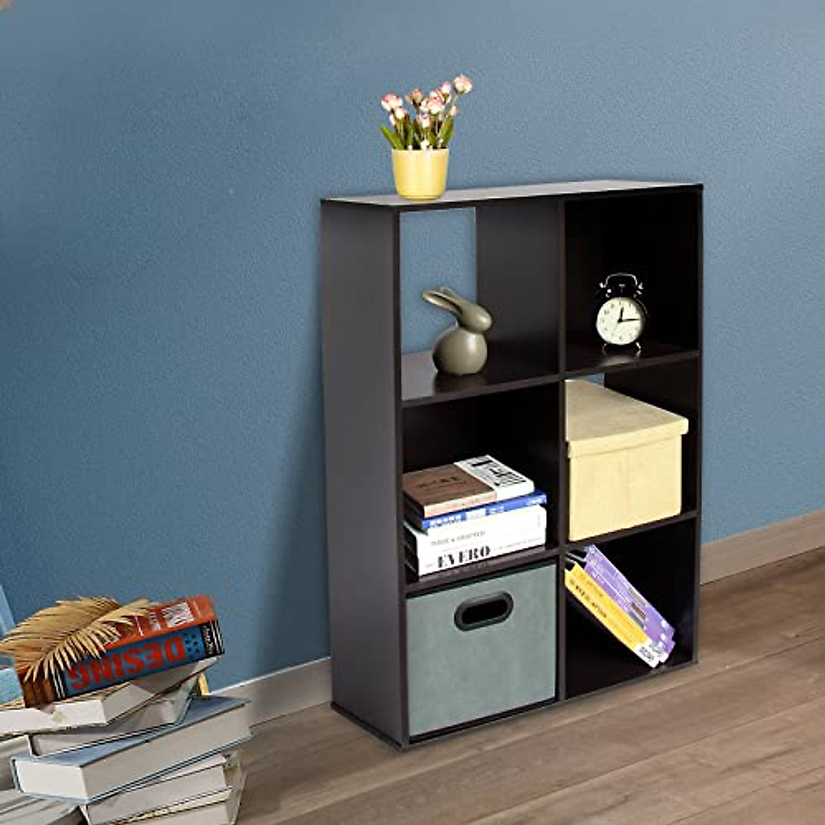 PACHIRA E-Commerce US 6 Cube Storage Bookcase, Unit Shelf, Closet Cabinet, Bookshelf Organizer Rack in Living Room, Bedroom, Study, Dark Brown