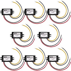DC Converter 12V to 5V 3A 15W DC Buck Converter Module, DC to DC Reduced Voltage Regulator Car Power Converter Output Power Adapter, Wire Interface (8 Pieces)